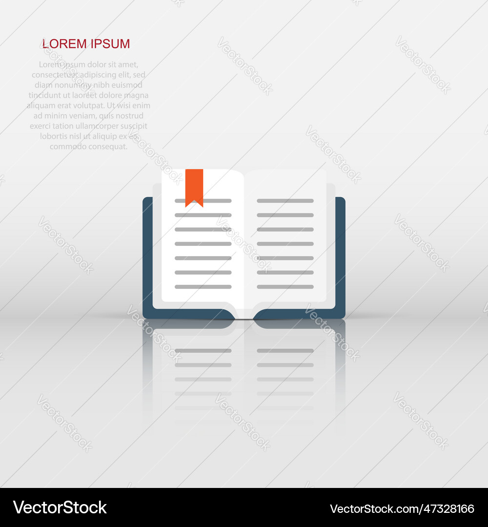 Open book icon in flat style literature Royalty Free Vector