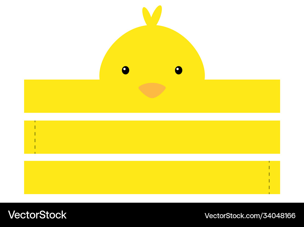 Printable chick paper hat party crown die cut Vector Image