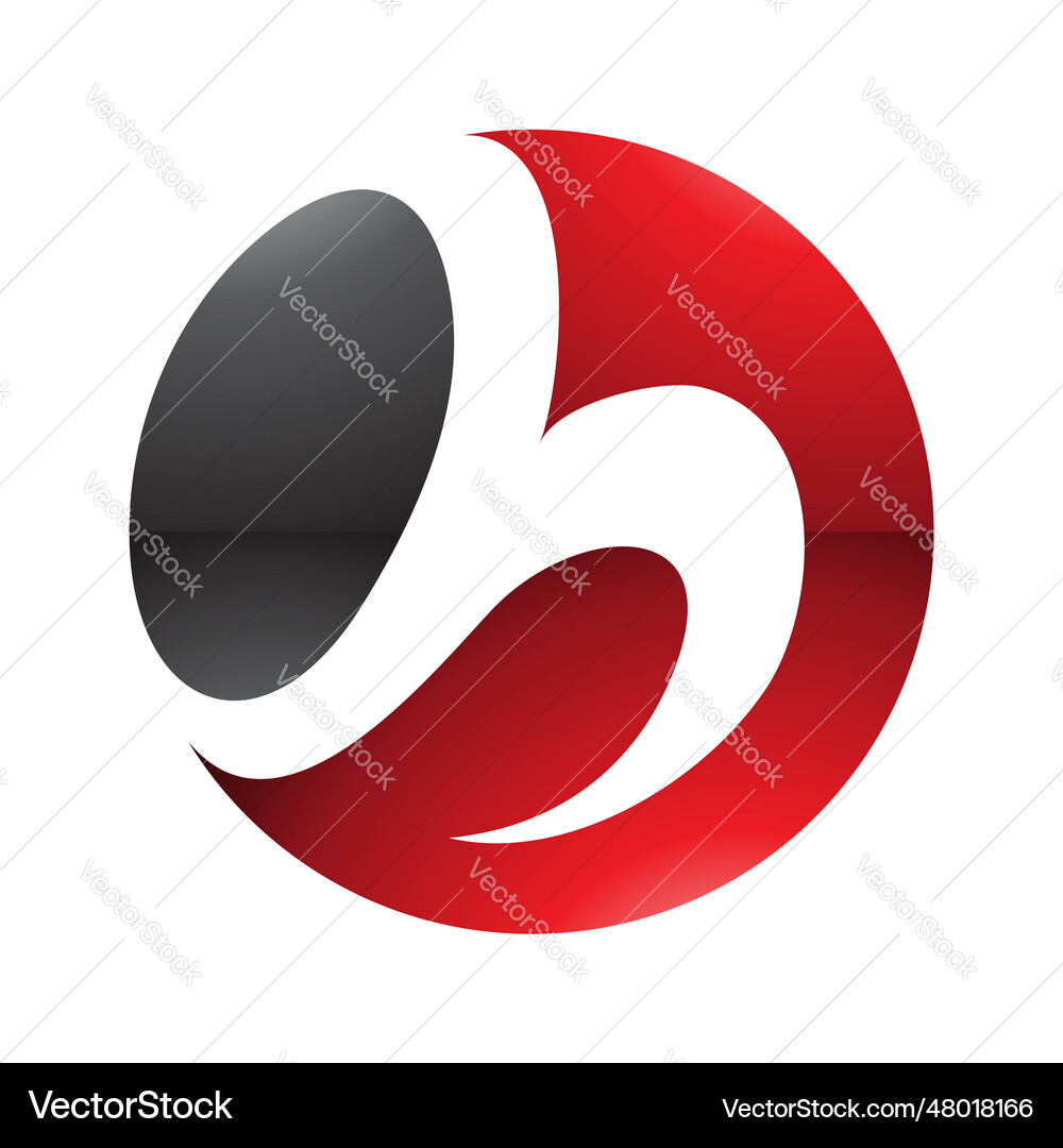 Red and black glossy circle shaped letter h icon Vector Image