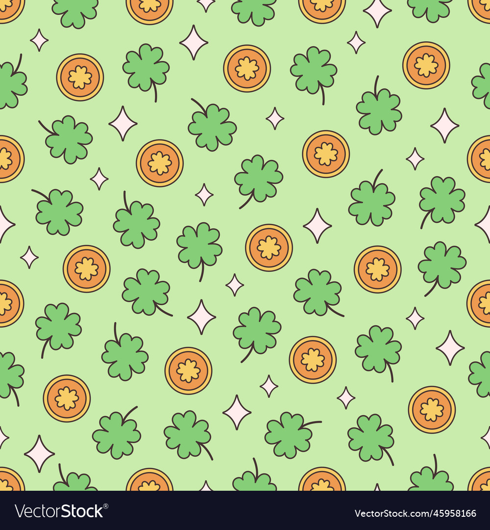 Saint Patricks Day Seamless Pattern Clover Vector Image