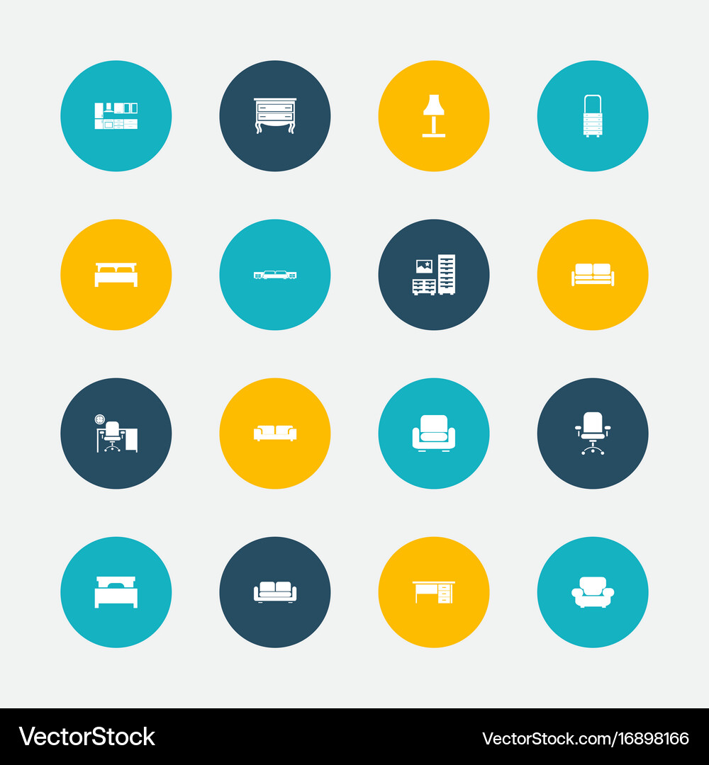 Set of 16 editable interior icons includes Vector Image