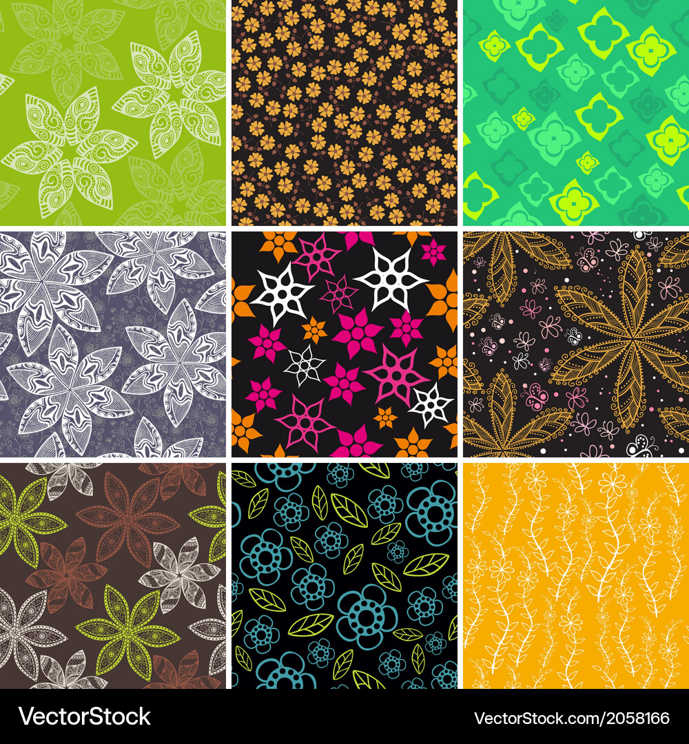 Set of four colorful floral patternscopy square Vector Image