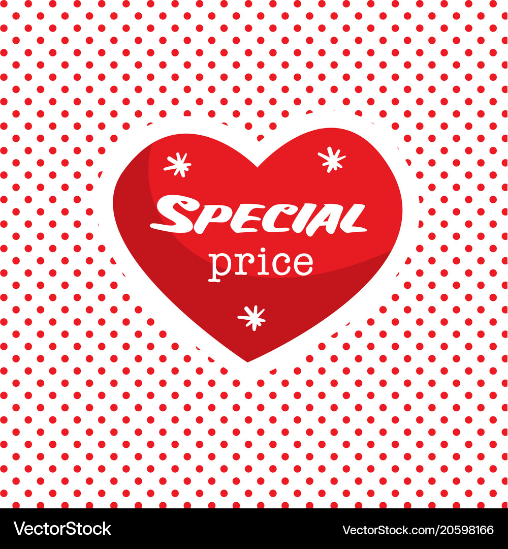 Special price red heart frame dots background Vector Image