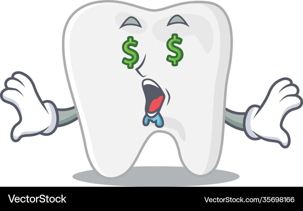 Wealthy cartoon character concept tooth with Vector Image