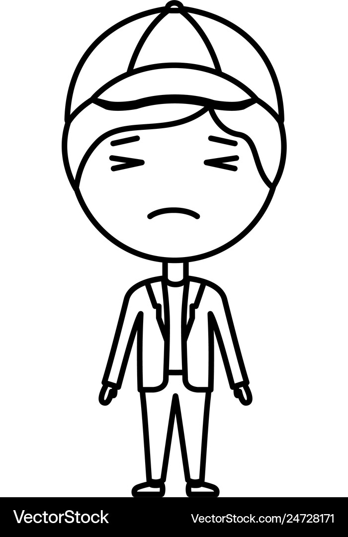 Cartoon sad man kawaii character Royalty Free Vector Image