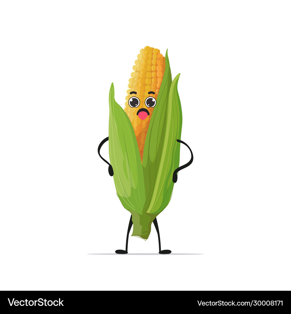 Cute fresh corn character tasty mascot vegetable Vector Image