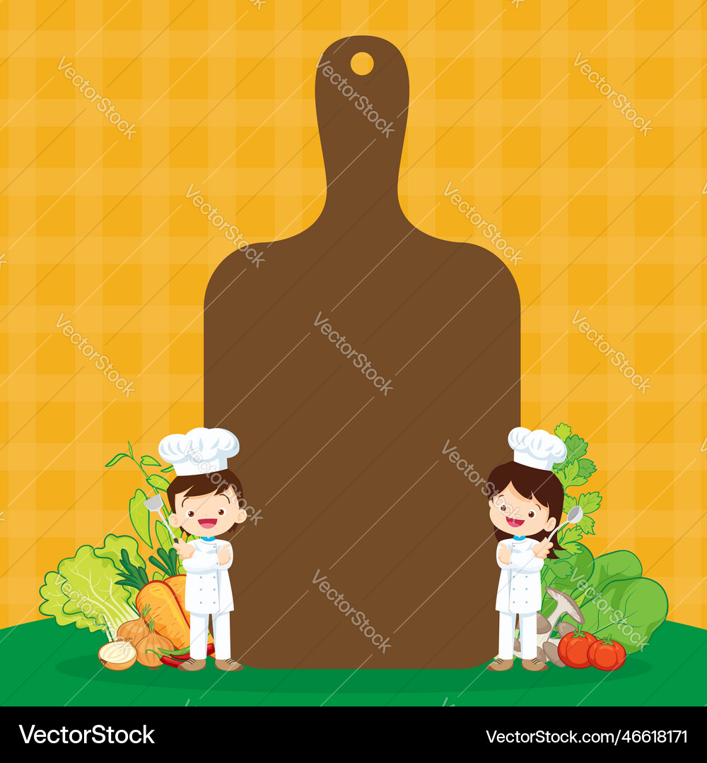 Cute little chef cooking meal menu 30 Royalty Free Vector
