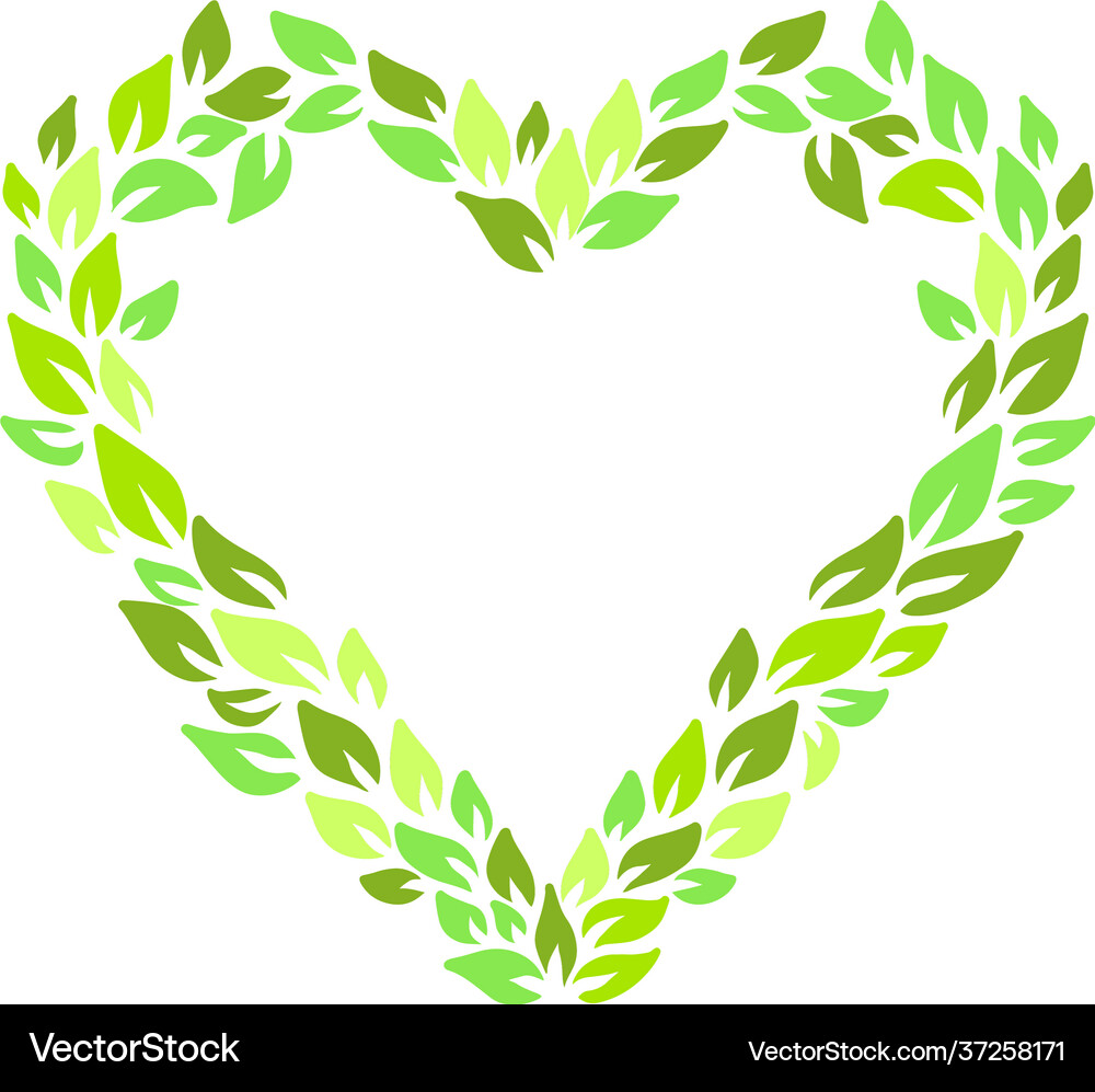 Eco style print leaves green heart frame Vector Image