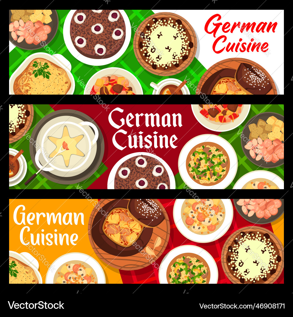 German cuisine restaurant meals banners Royalty Free Vector