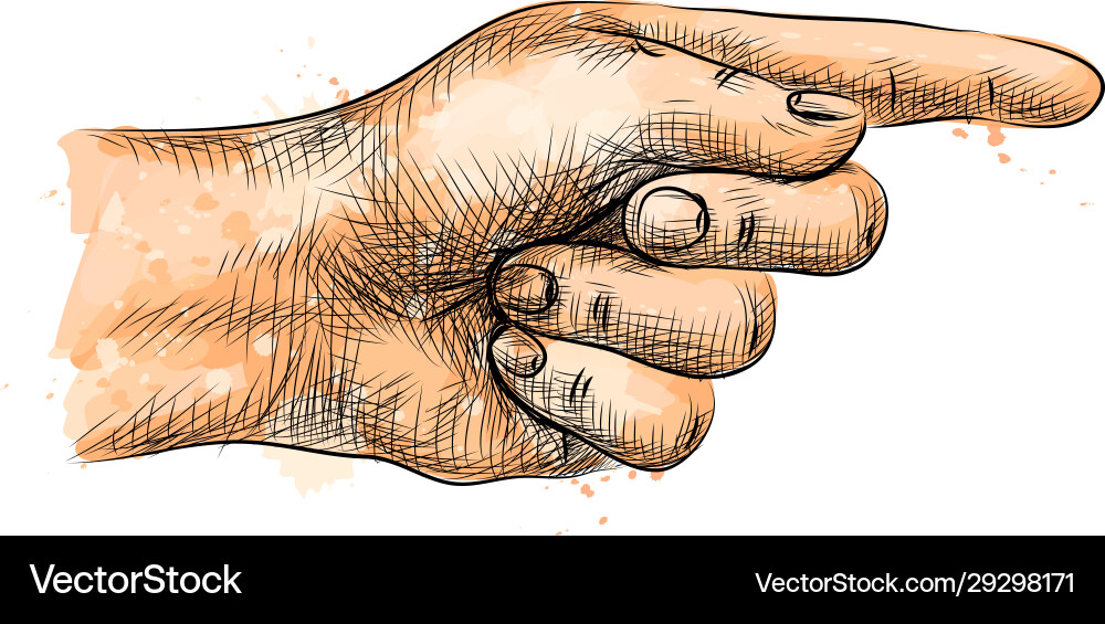 Hand pointing pointing finger from a splash of Vector Image