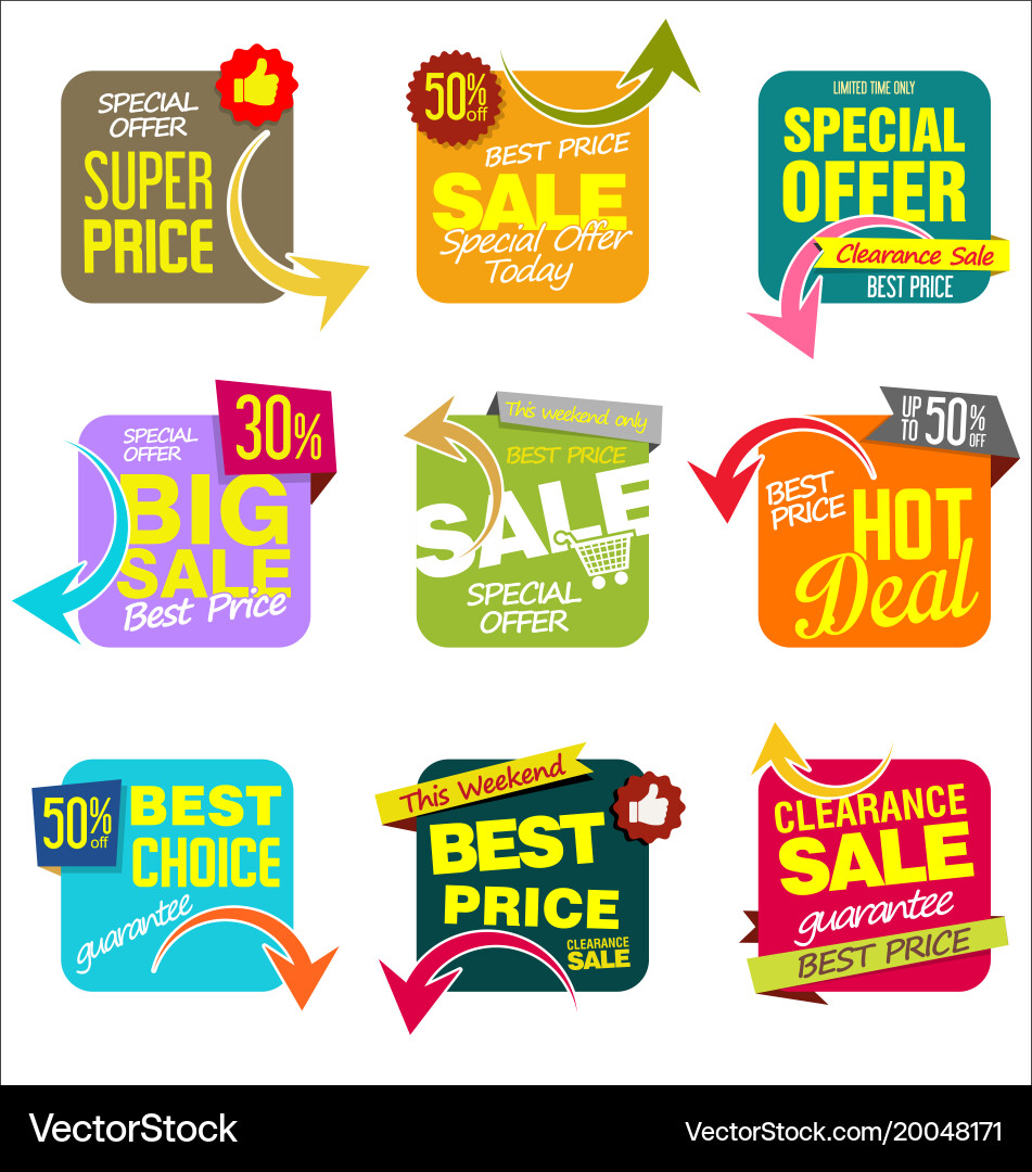 Modern sale stickers and tags collection Vector Image
