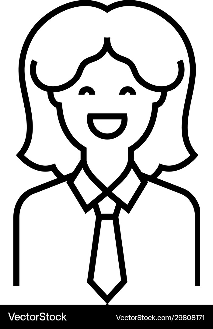 Office worker line icon concept sign outline Vector Image
