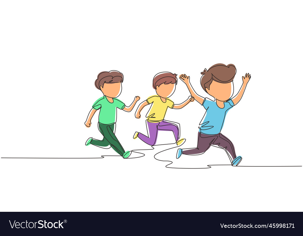 Single continuous line drawing children Royalty Free Vector