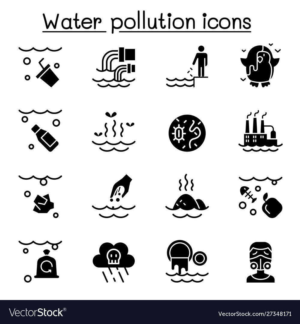 Water pollution icon set Royalty Free Vector Image Water pollution icon set Royalty Free Vector Image