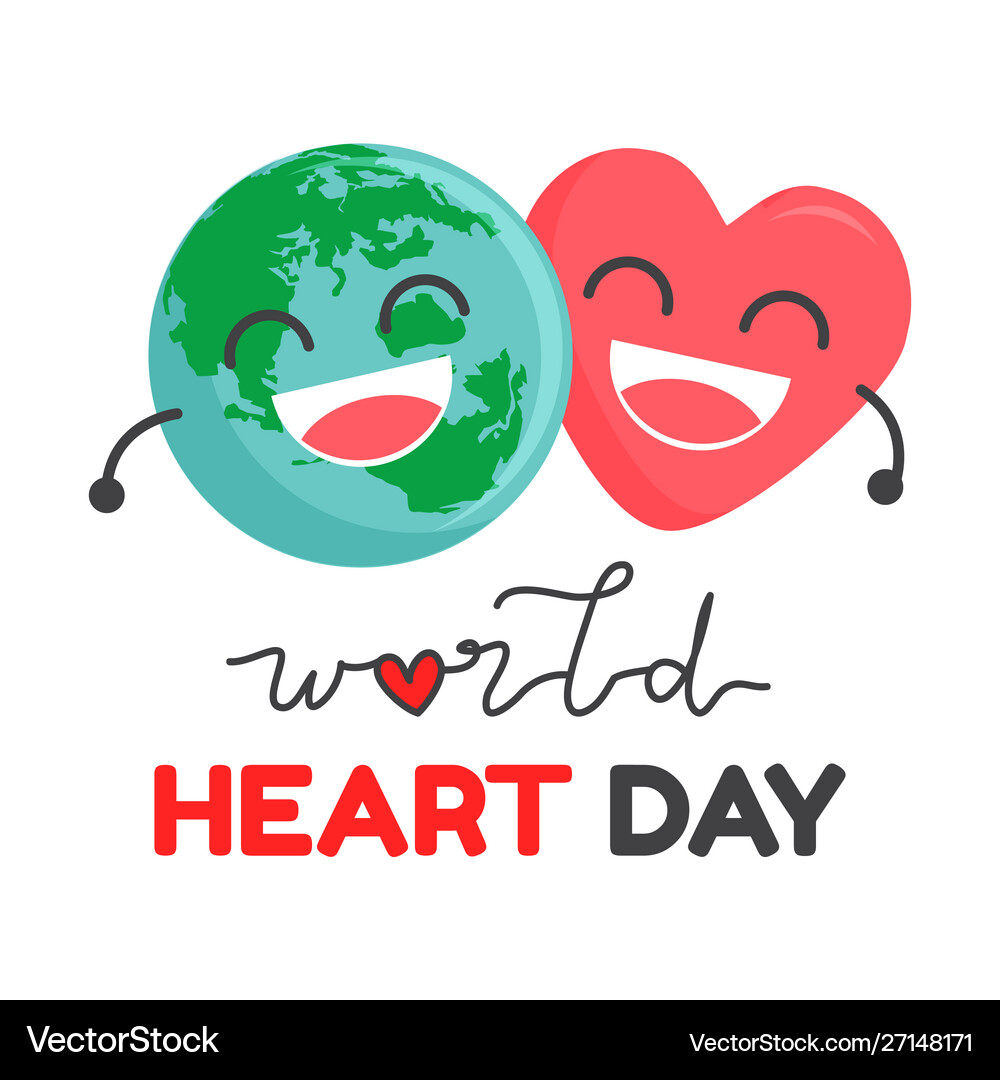 World heart day cartoon character Royalty Free Vector Image