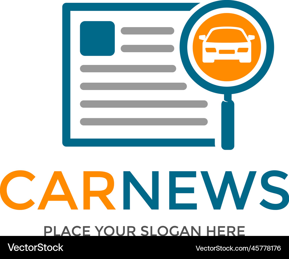 Car news logo template this design use magnifying Vector Image