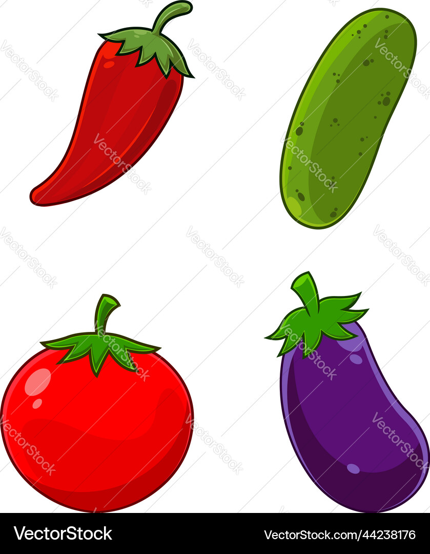 Cartoon vegetable food collection set Royalty Free Vector