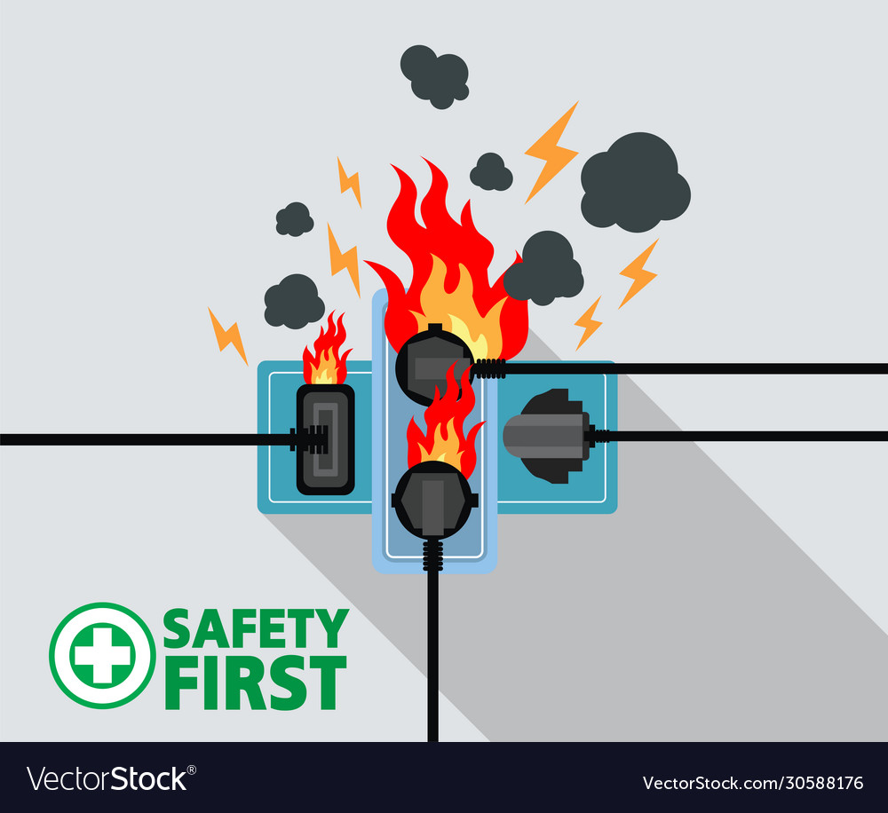 Electrical Safety: Short Circuit Warning Vector Image