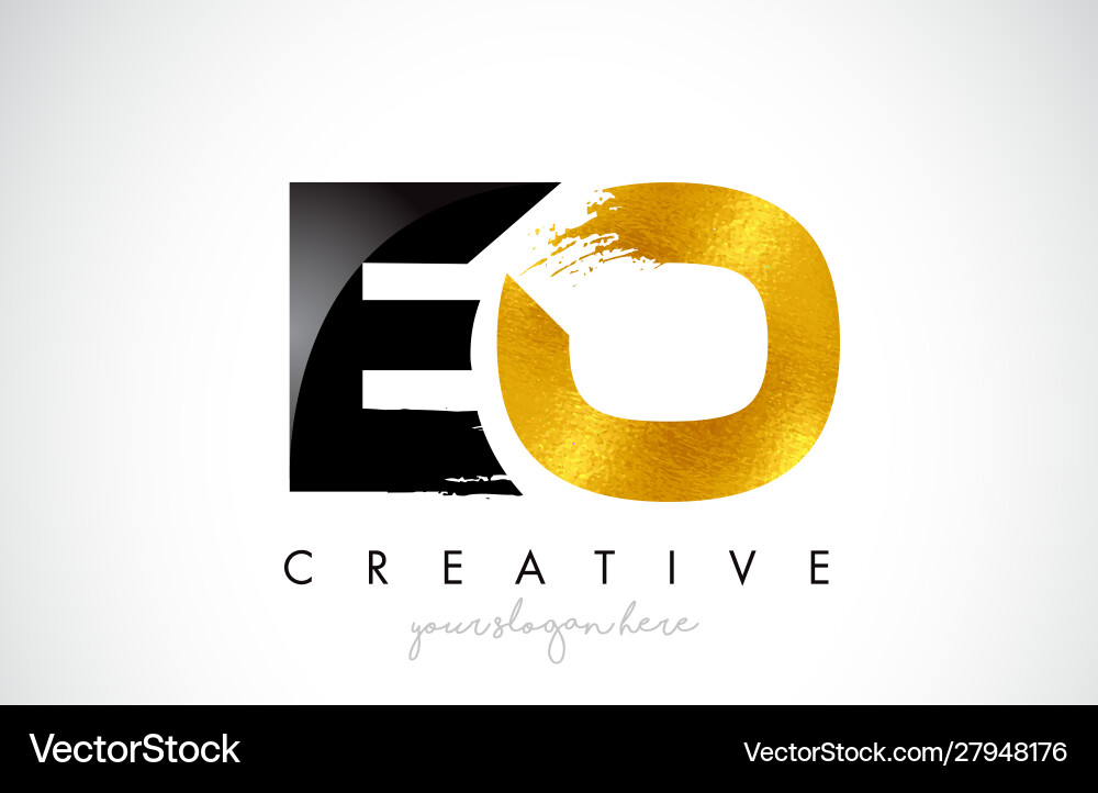 Eo letter design with brush stroke and modern 3d Vector Image