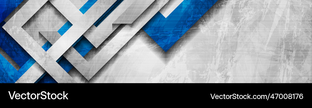 Grey and blue grunge banner with stripes Vector Image