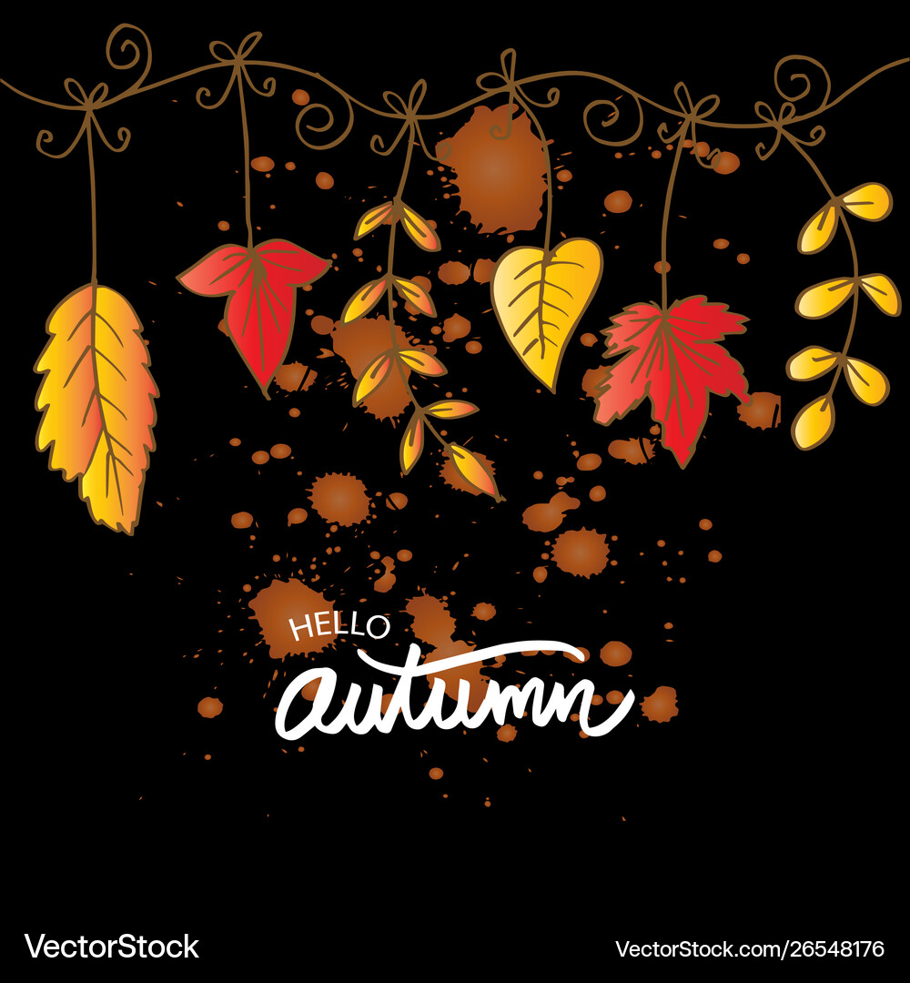 Hello autumn hand lettering greeting card Vector Image