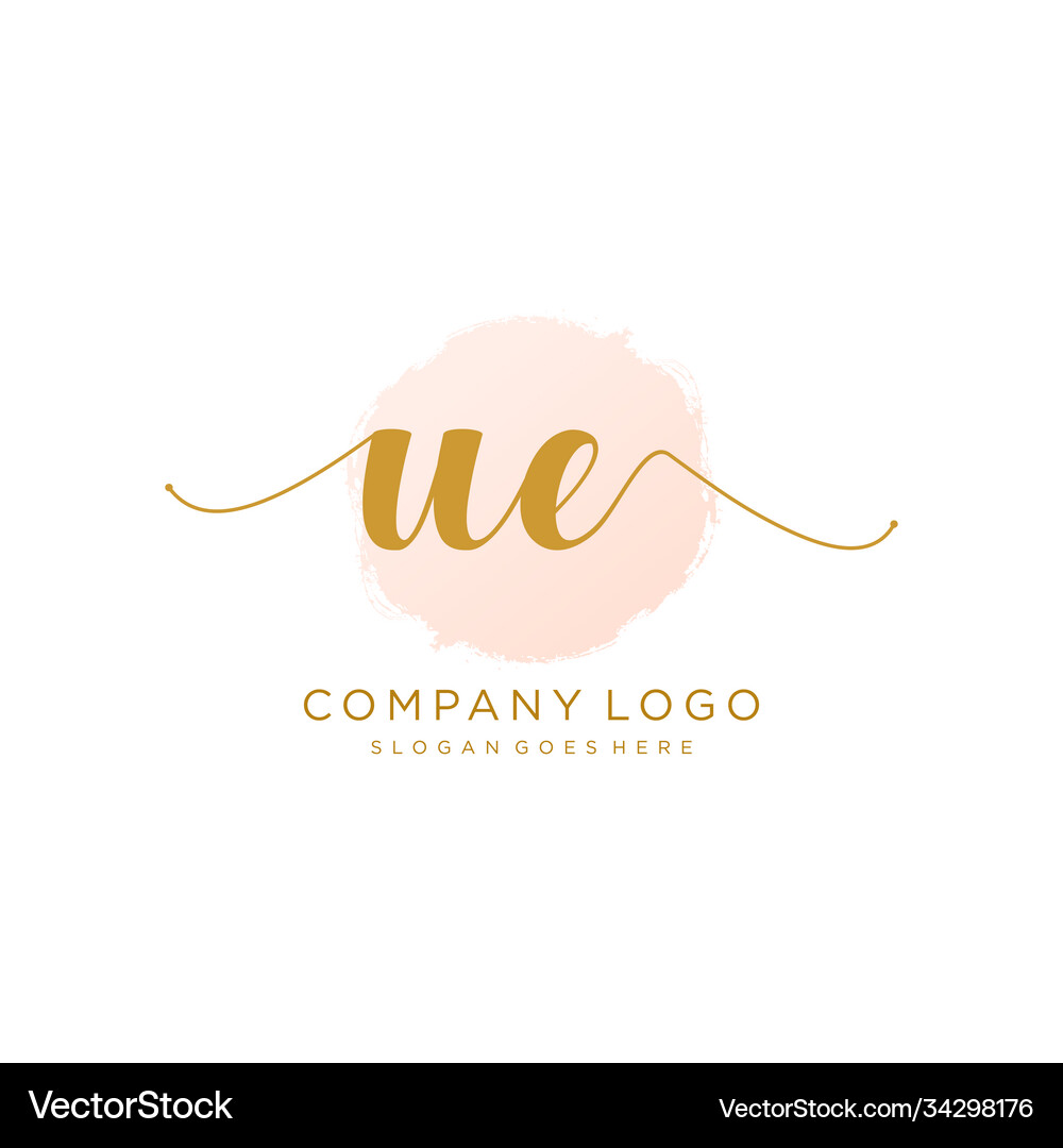 Initial ue handwriting logo with circle template Vector Image