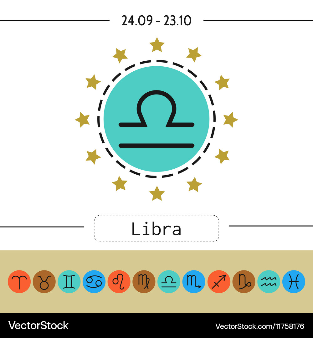 Libra signs zodiac flat linear icons Royalty Free Vector