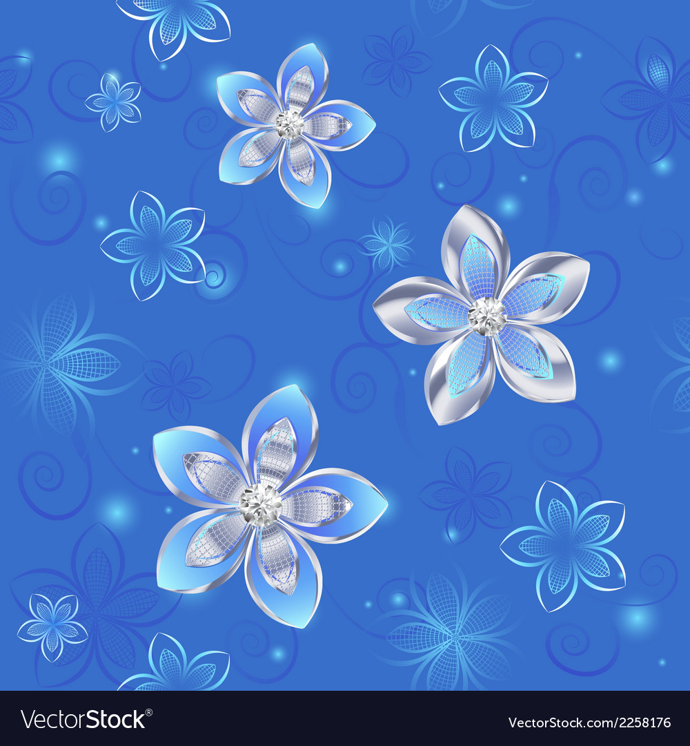 Seamless pattern silver flowers Royalty Free Vector Image