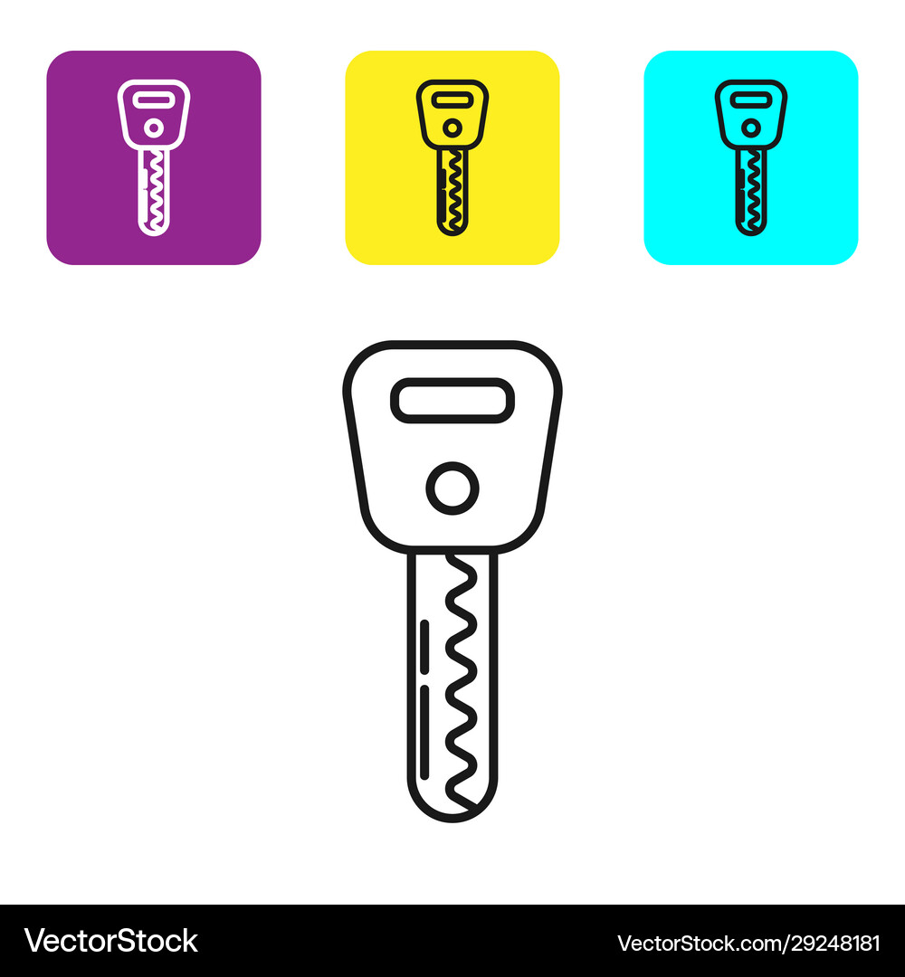 Black line car key icon isolated on white Vector Image