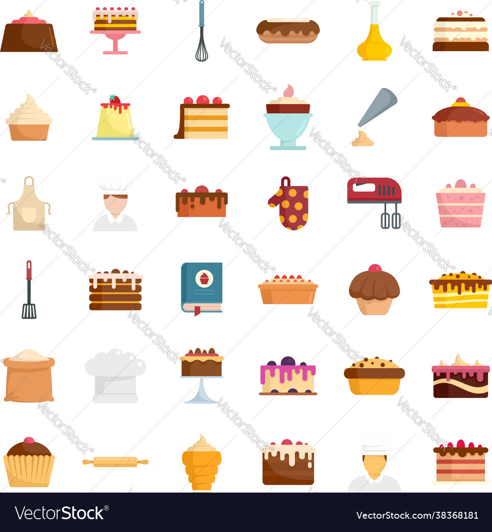 Confectioner icons set flat isolated Royalty Free Vector Confectioner icons set flat isolated Royalty Free Vector