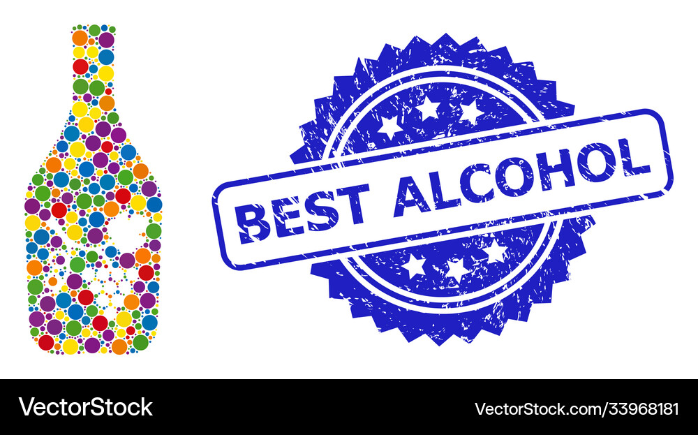 Textured best alcohol stamp and bright colored Vector Image