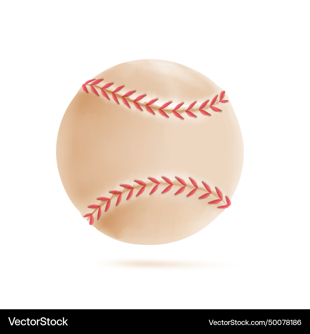 3d dirty baseball white leather baseball with red Vector Image