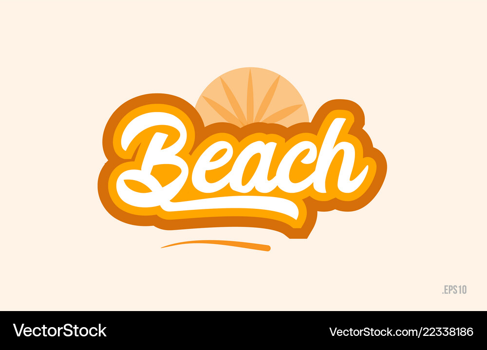 Beach orange color word text logo icon Royalty Free Vector