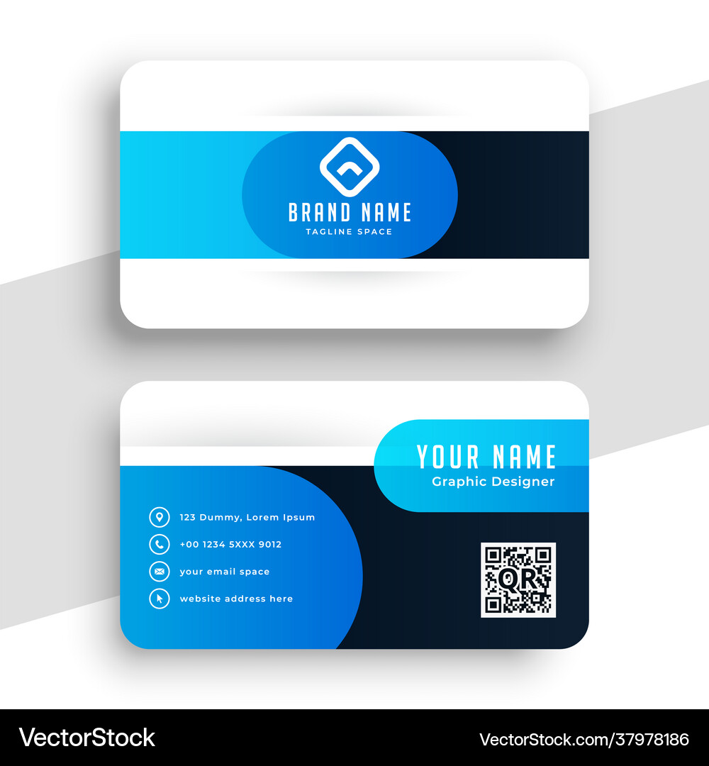 Blue visiting card in curve style Royalty Free Vector Image