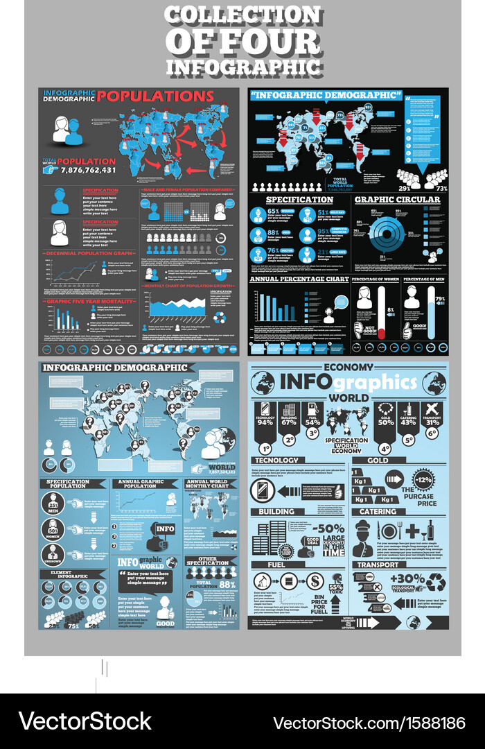 Collection of four infographics Royalty Free Vector Image