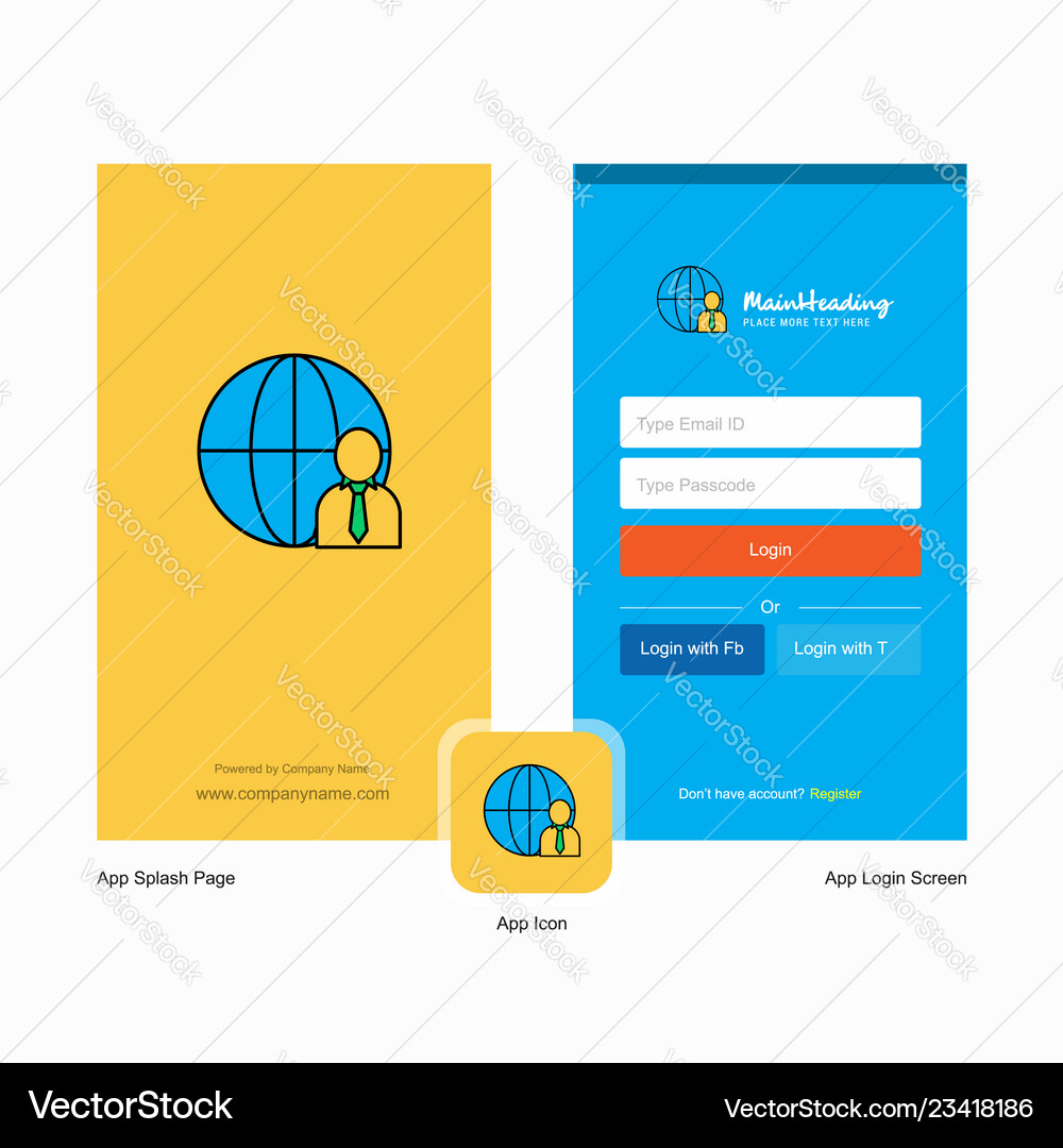 Company internet splash screen and login page Vector Image