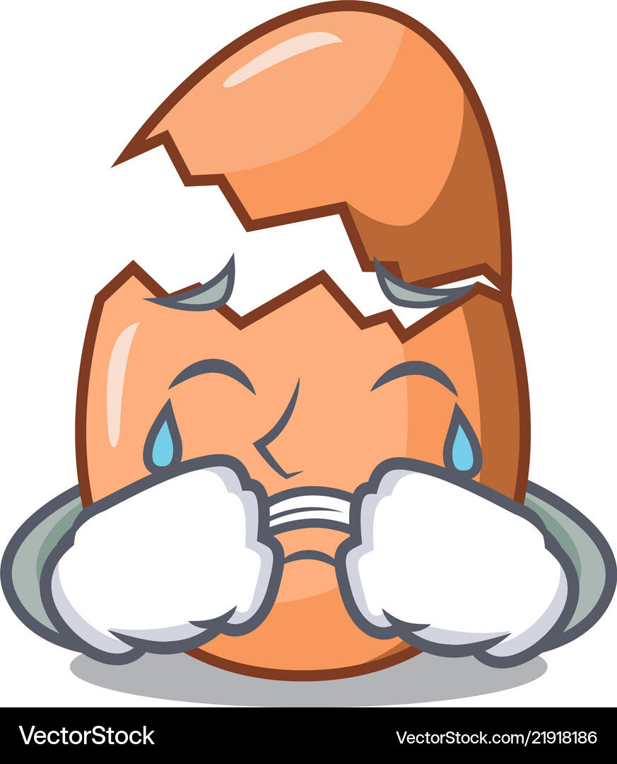 Crying shell of broken egg on the mascot Vector Image