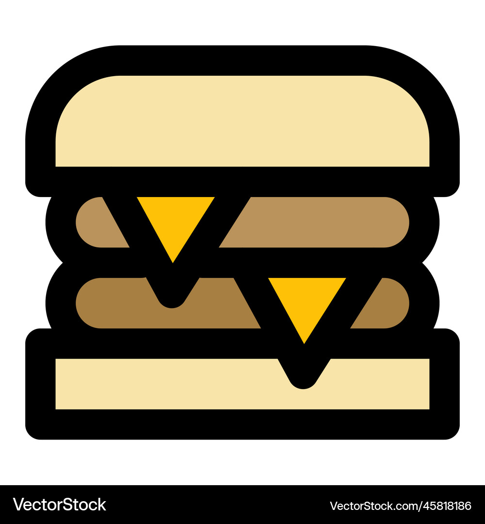 Double layered cheese burger with crisp patties Vector Image