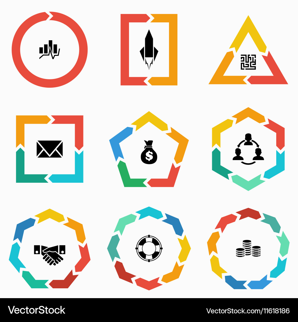 Geometric shapes arrows for infographic Royalty Free Vector