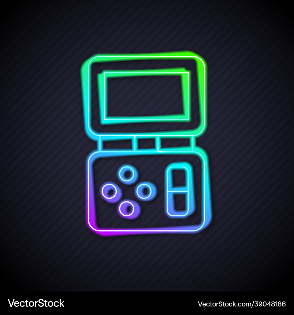 Glowing neon line portable tetris electronic game Vector Image