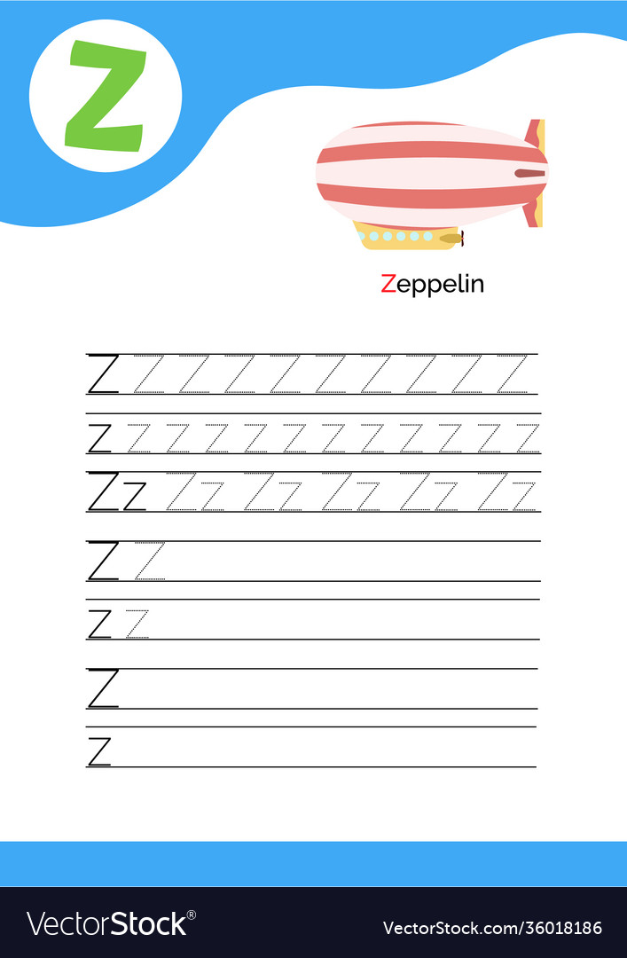 Letter z with a picture zeppelin and seven Vector Image