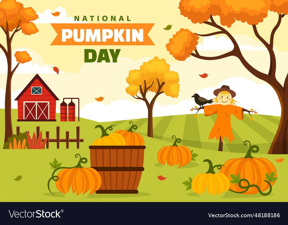 National pumpkin day on 26 october with cute Vector Image