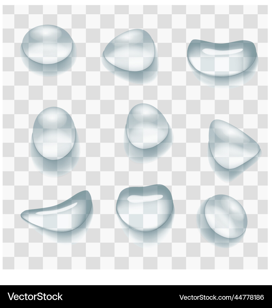 Realistic drops and drips of water Royalty Free Vector Image