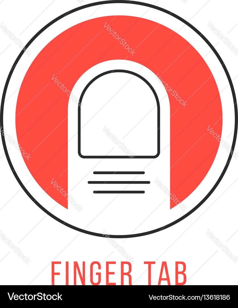 Red and black finger tab emblem Royalty Free Vector Image