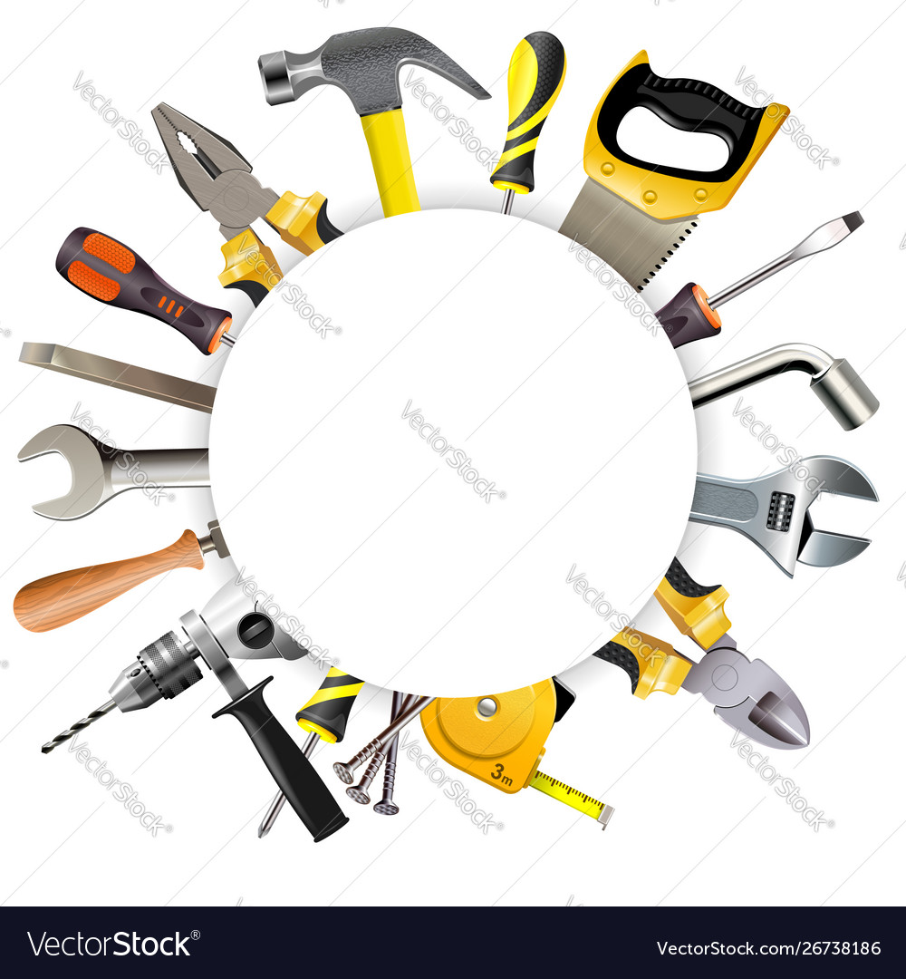 Round frame with tools Royalty Free Vector Image