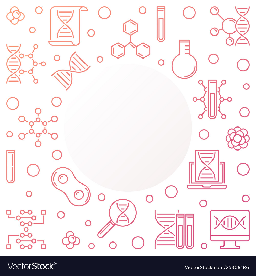 Science and dna colorful outline frame Royalty Free Vector