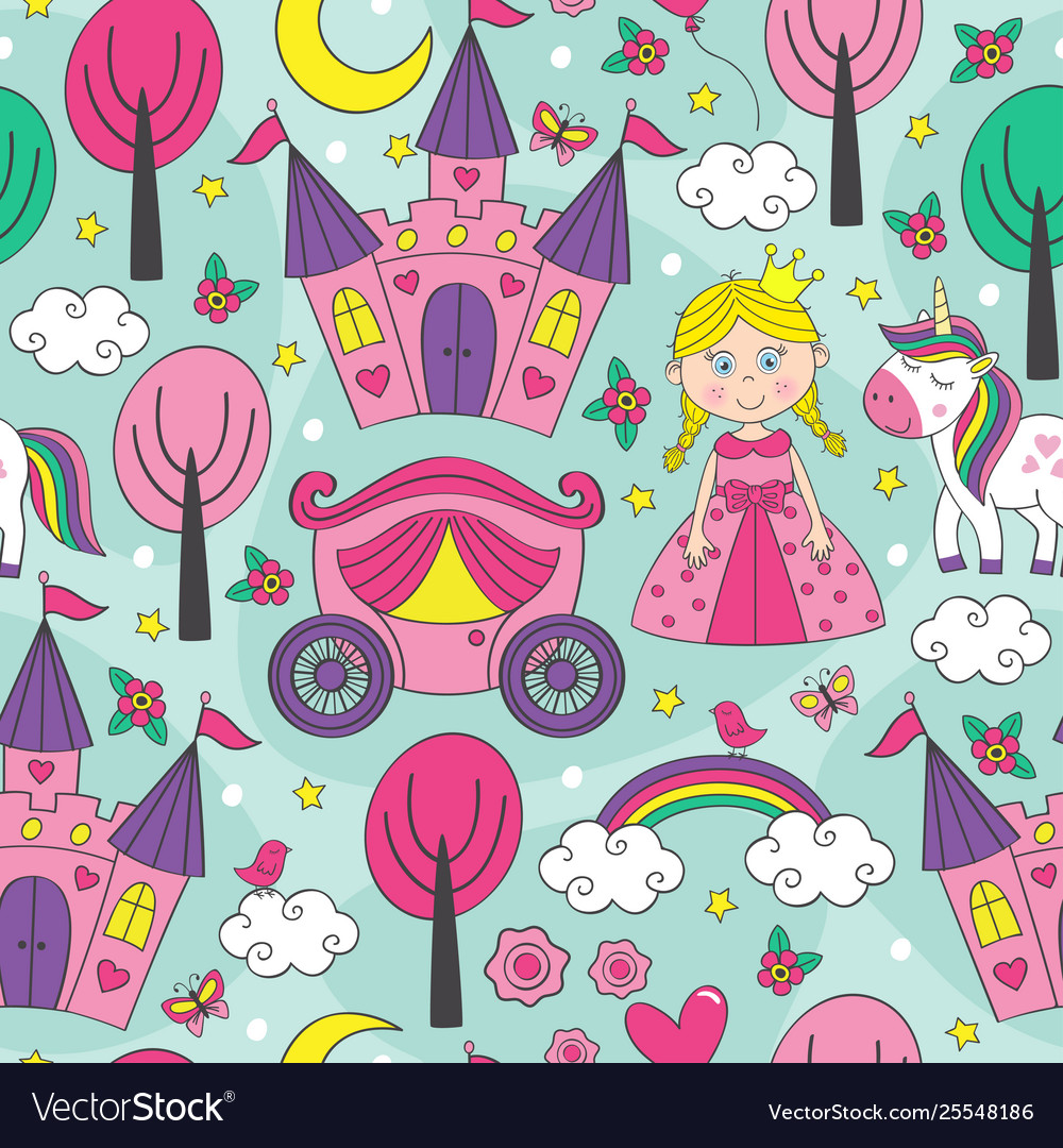 Seamless pattern with a princess Royalty Free Vector Image