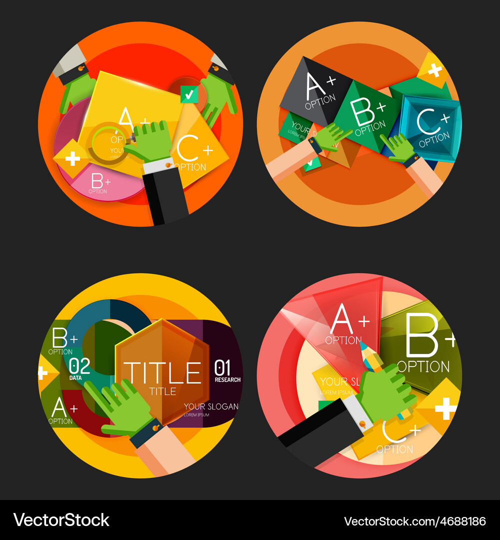 Set of flat design circle option infographics Vector Image