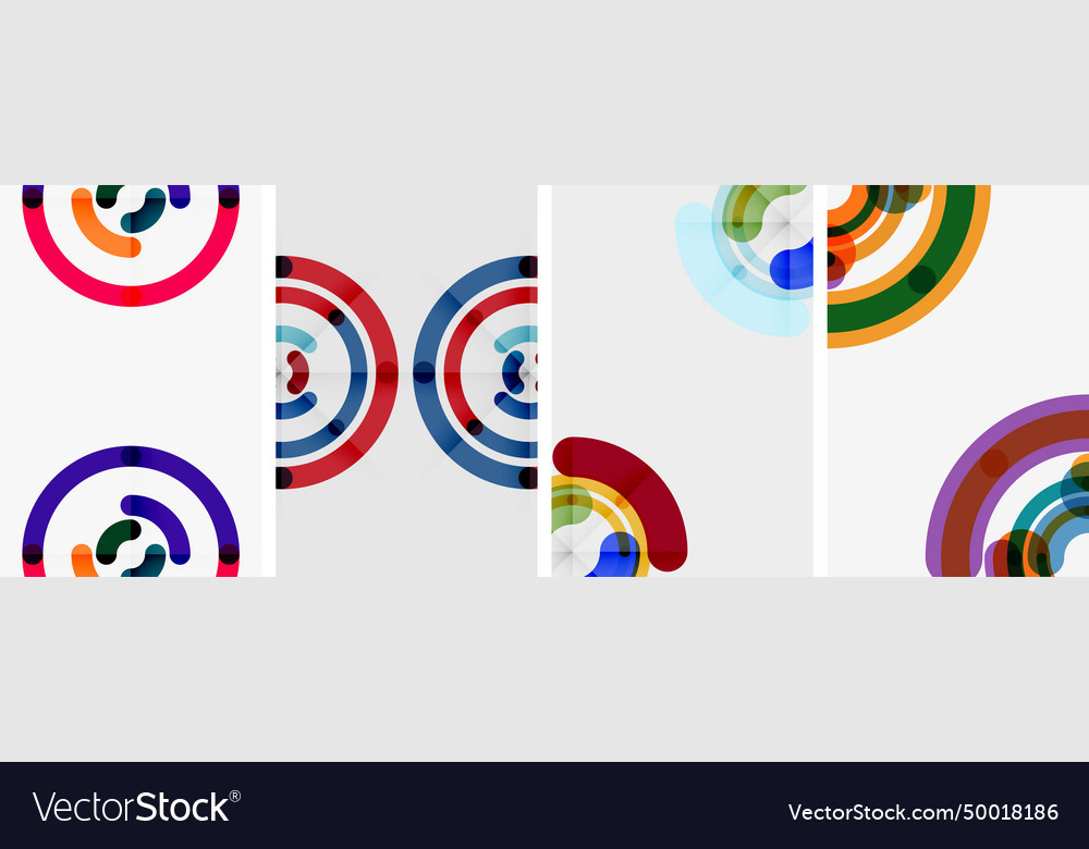 Set of line design circle posters Royalty Free Vector Image