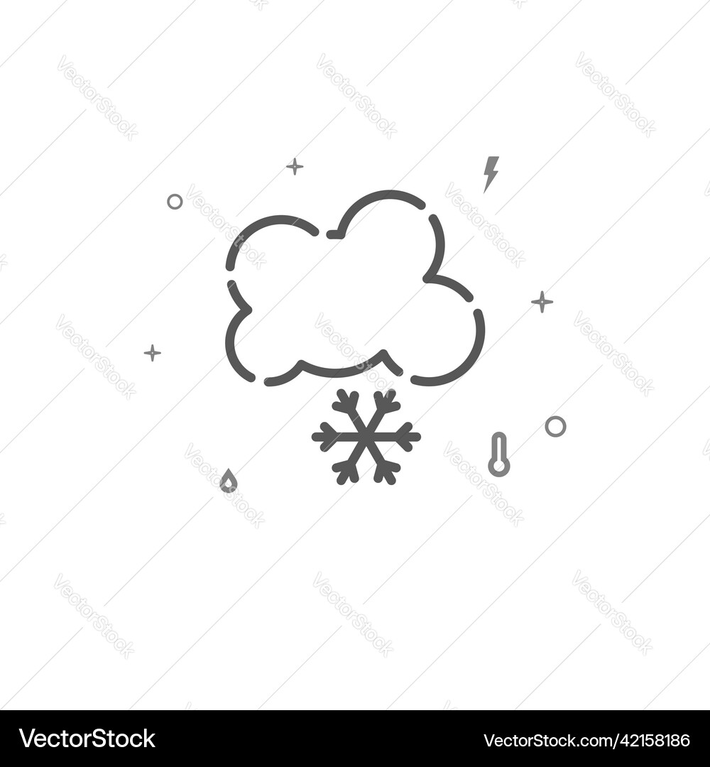 Snowing weather simple line icon symbol Royalty Free Vector